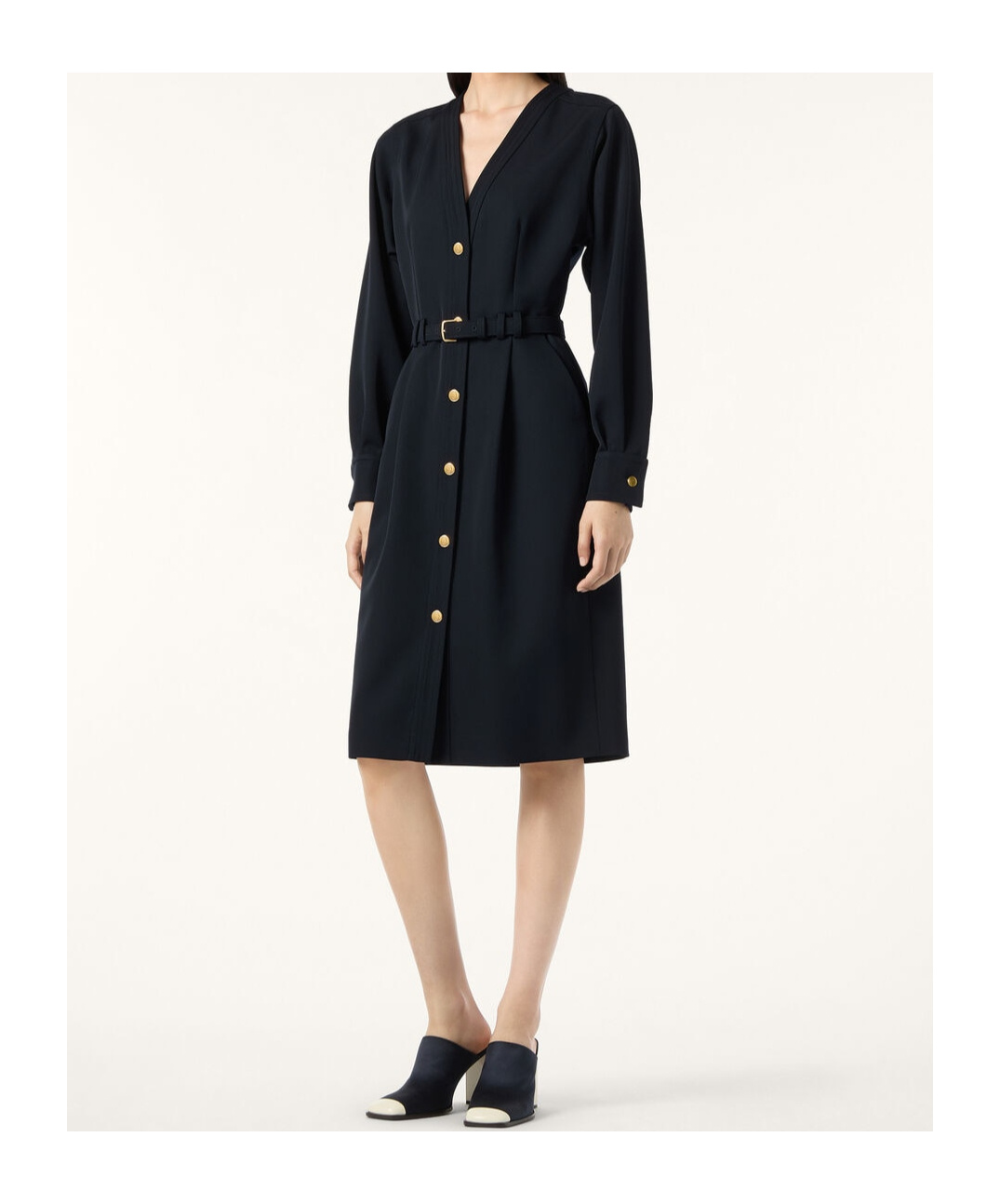 LORO PIANA Loro Piana Bis Gladys Dress with V-Neck and Belted Waist